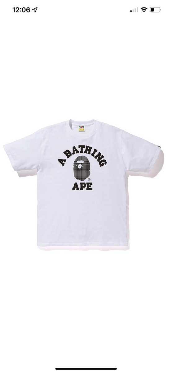 BAPE Check College Tee “White/Black” – The Vault 312